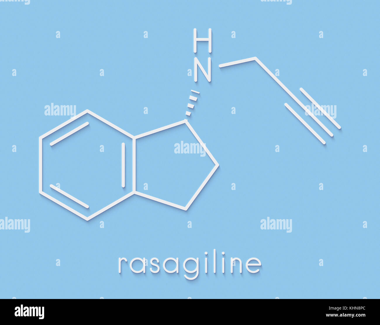 Rasagiline Parkinson's disease drug molecule. Skeletal formula Stock ...