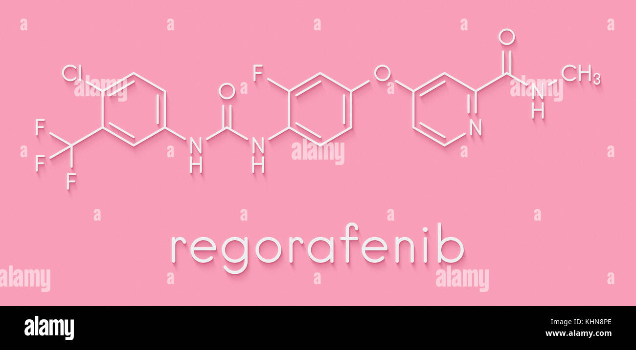 Regorafenib cancer drug molecule. Skeletal formula Stock Photo - Alamy