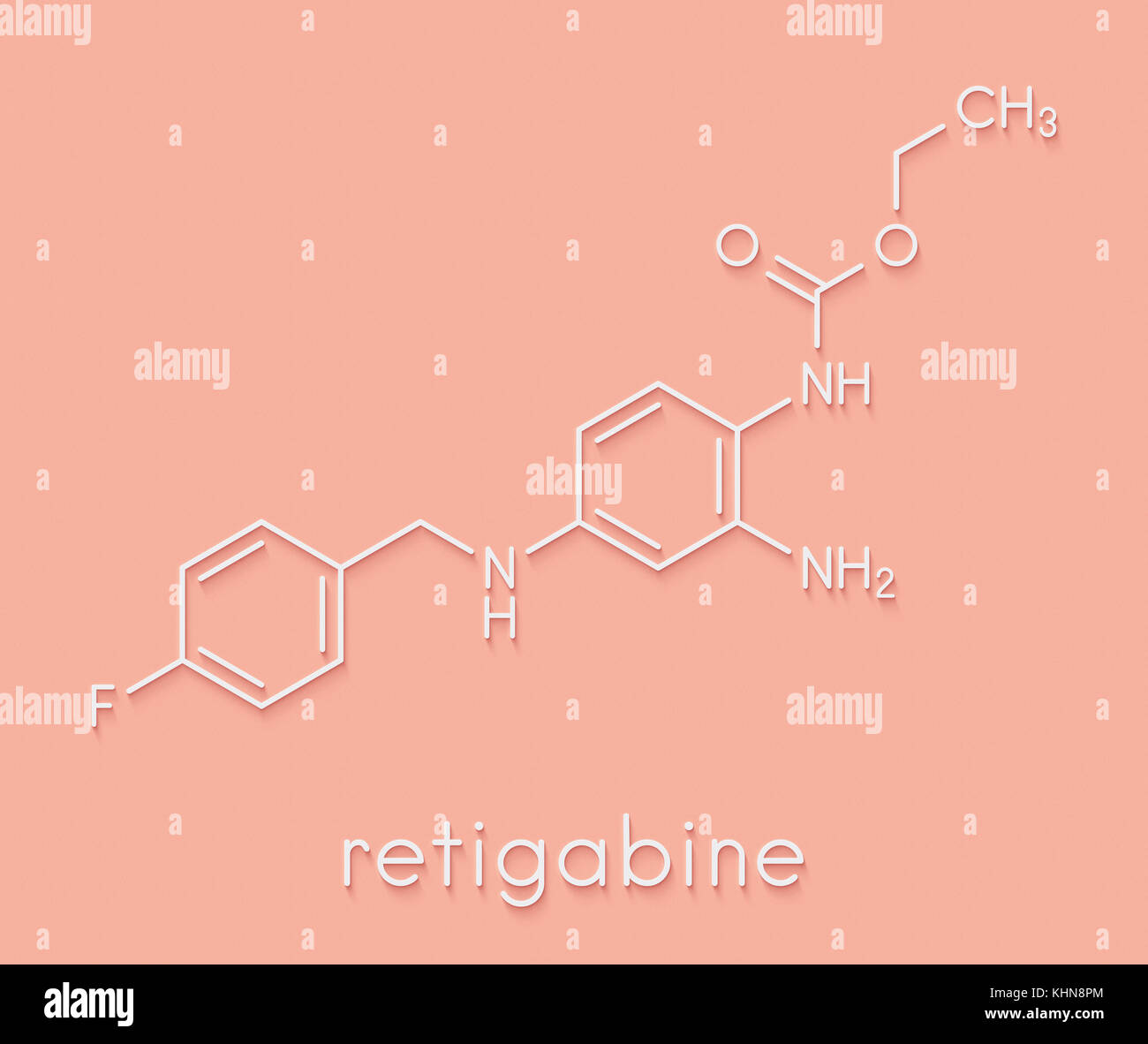 Retigabine (ezogabine) anticonvulsant drug molecule. Used in treatment ...