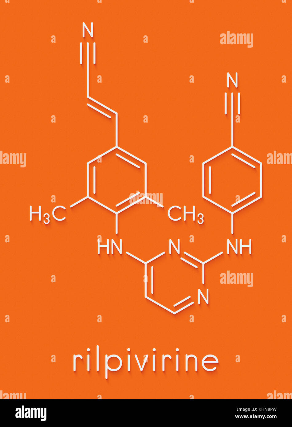 Rilpivirine HIV drug molecule. Skeletal formula Stock Photo - Alamy