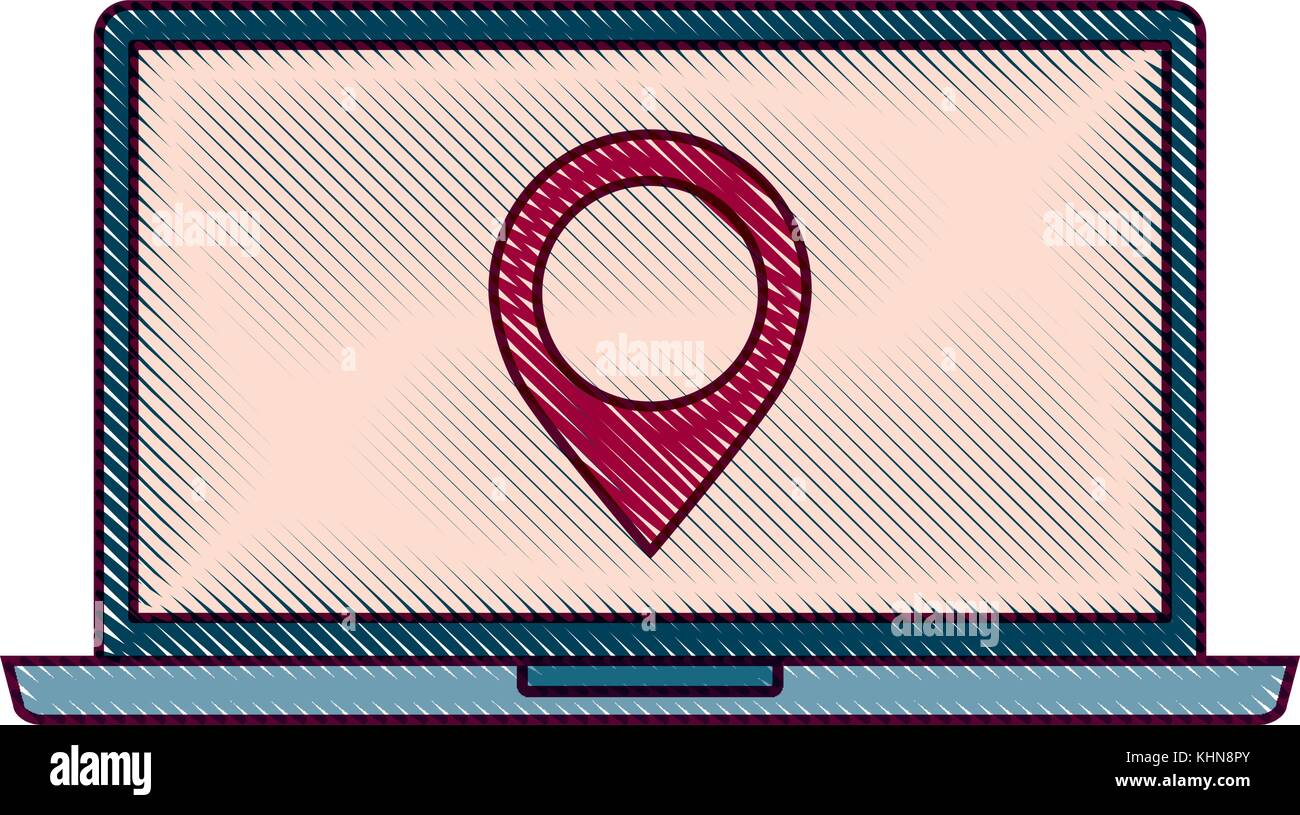 laptop pin map navigation device screen technology Stock Vector Image ...