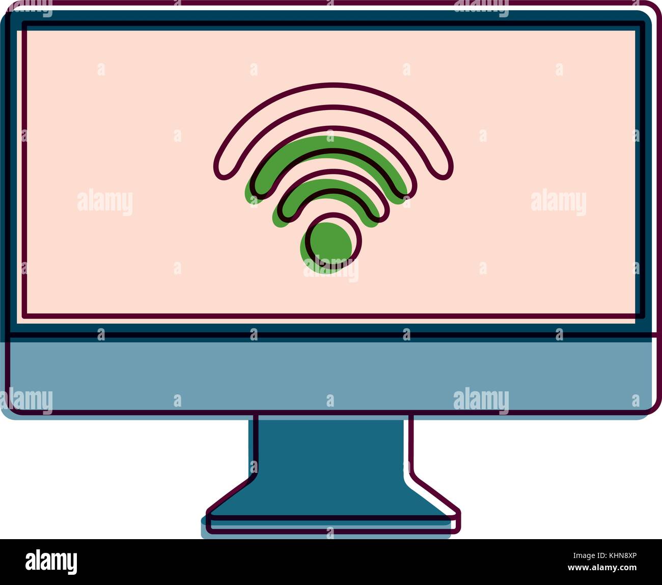 monitor computer wifi connection screen device Stock Vector Image & Art ...