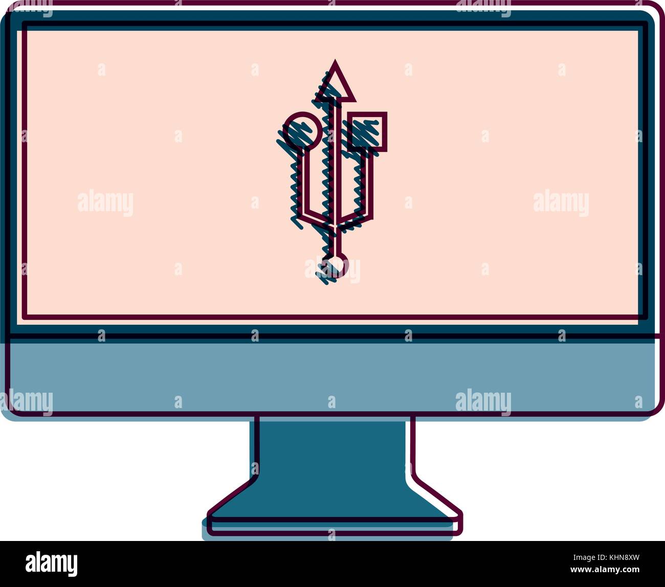 monitor computer usb app button screen Stock Vector Image & Art - Alamy