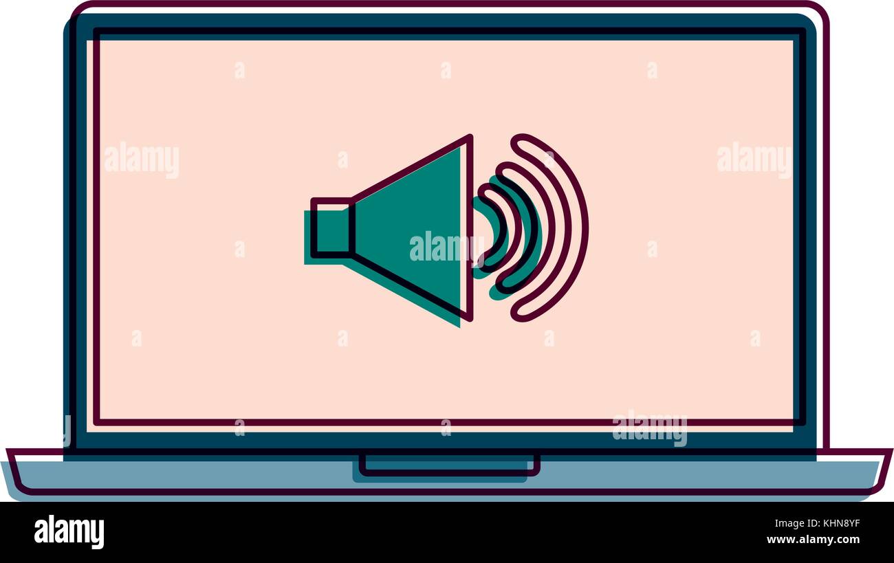 laptop sound music device gadget screen Stock Vector Image & Art - Alamy