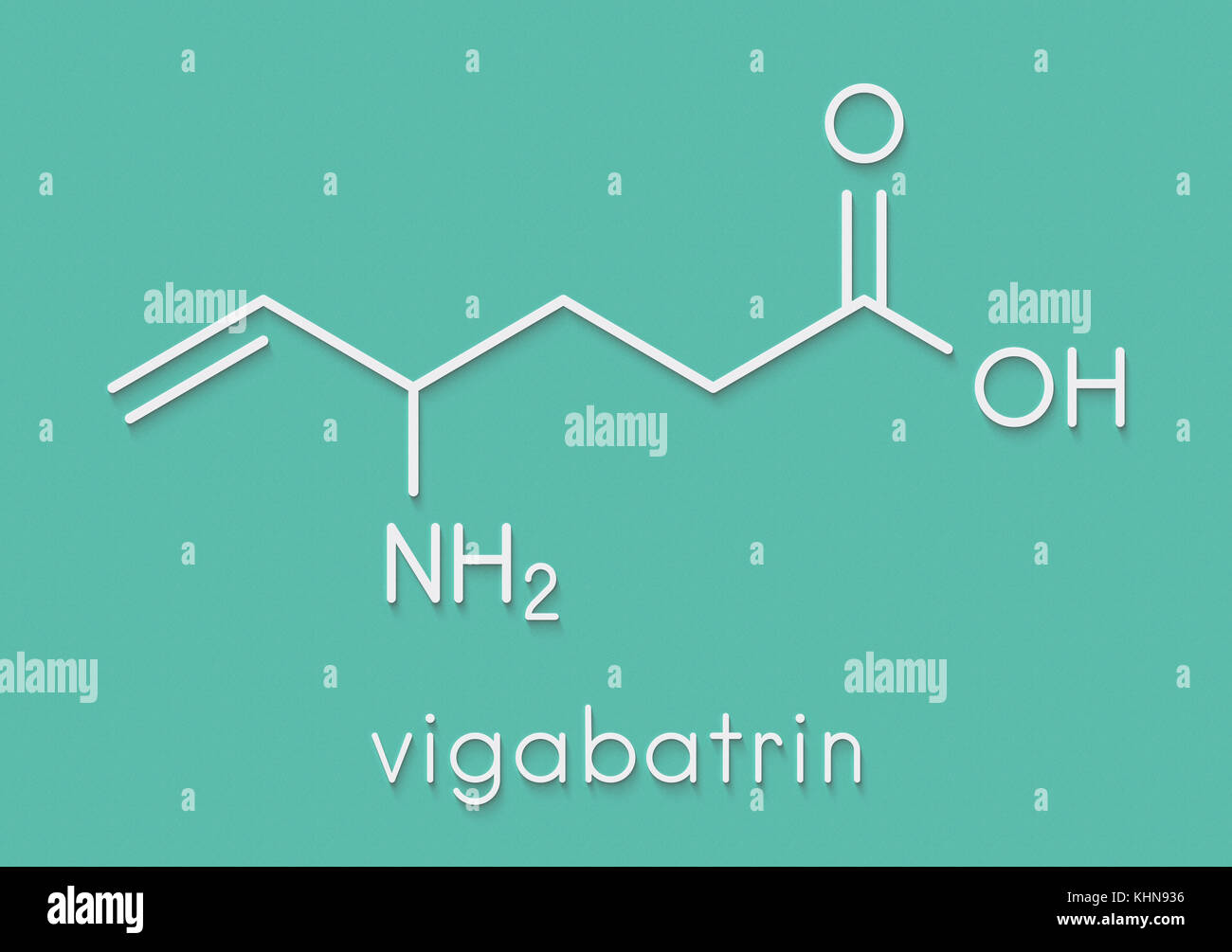 Vigabatrin epilepsy (seizures) drug molecule. Suicide inhibitor of the ...