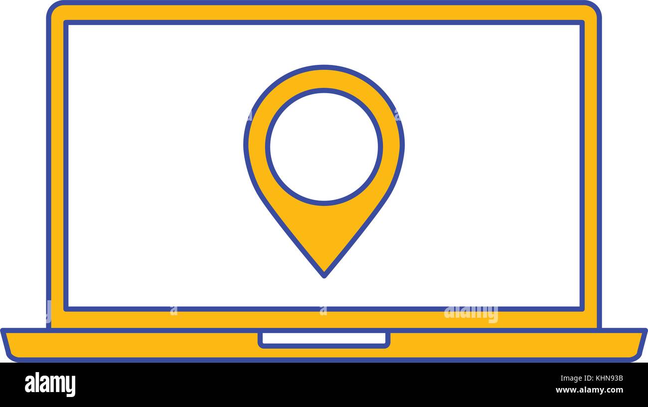 laptop pin map navigation device screen technology Stock Vector Image ...
