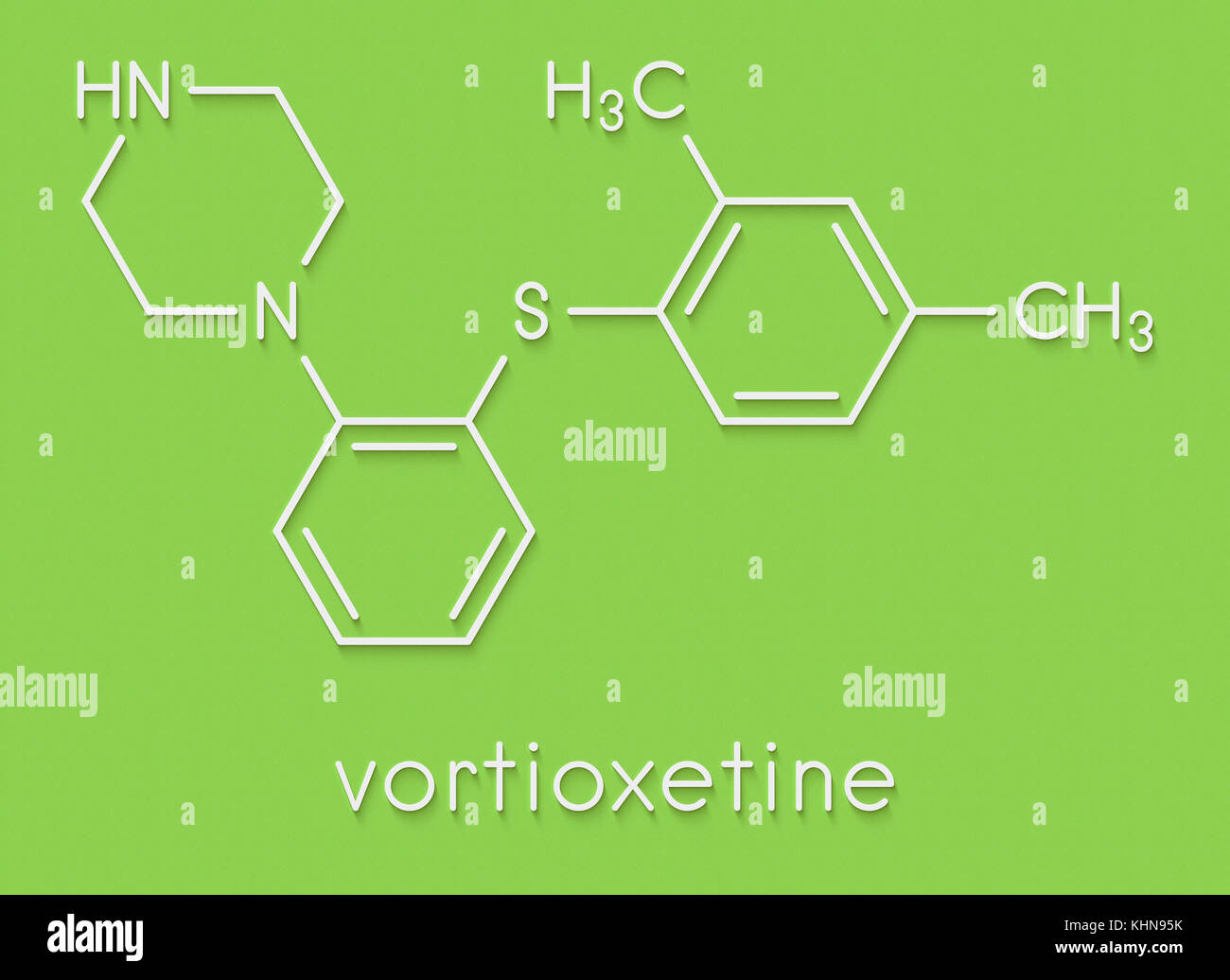 Vortioxetine antidepressant drug molecule. Skeletal formula Stock Photo ...