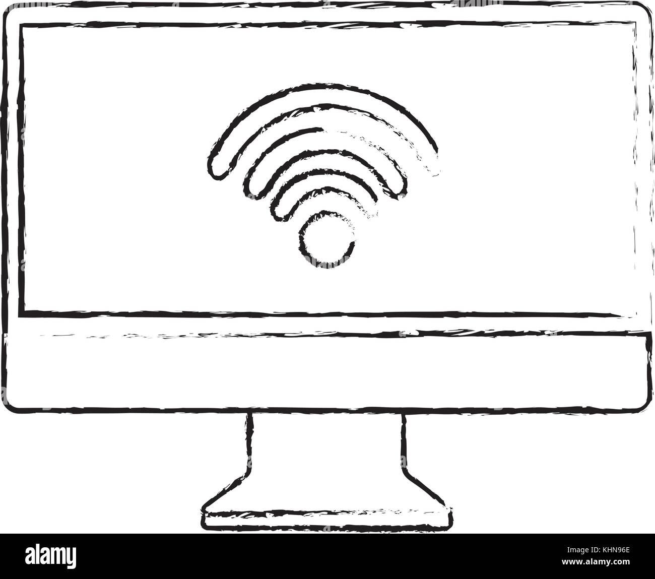 monitor computer wifi connection screen device Stock Vector Image & Art ...