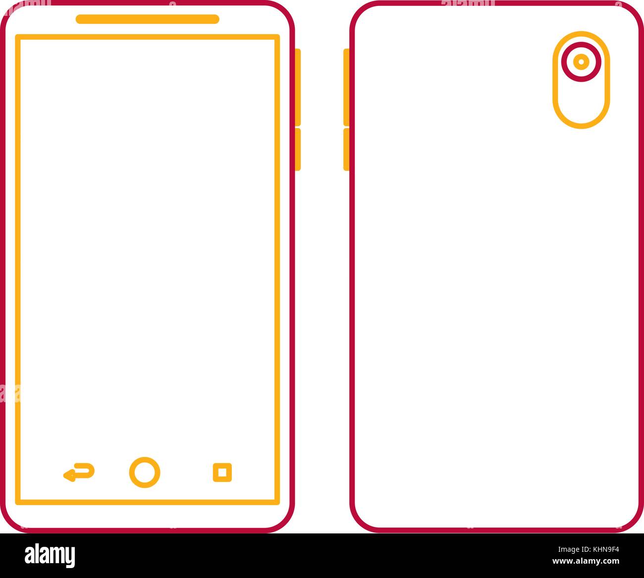 smartphone gadget didigtal front and back view design Stock Vector ...
