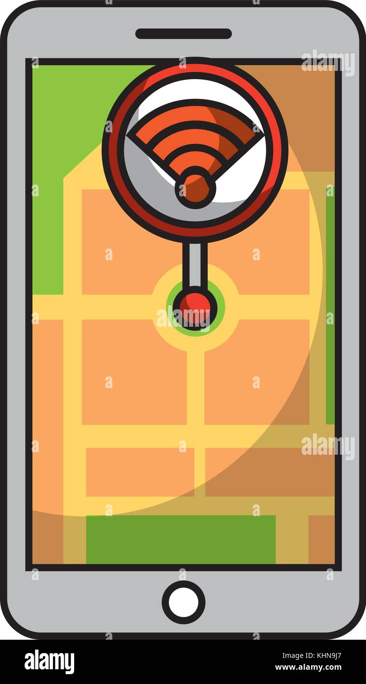smartphone gps navigation map and pin wifi app Stock Vector Image & Art ...