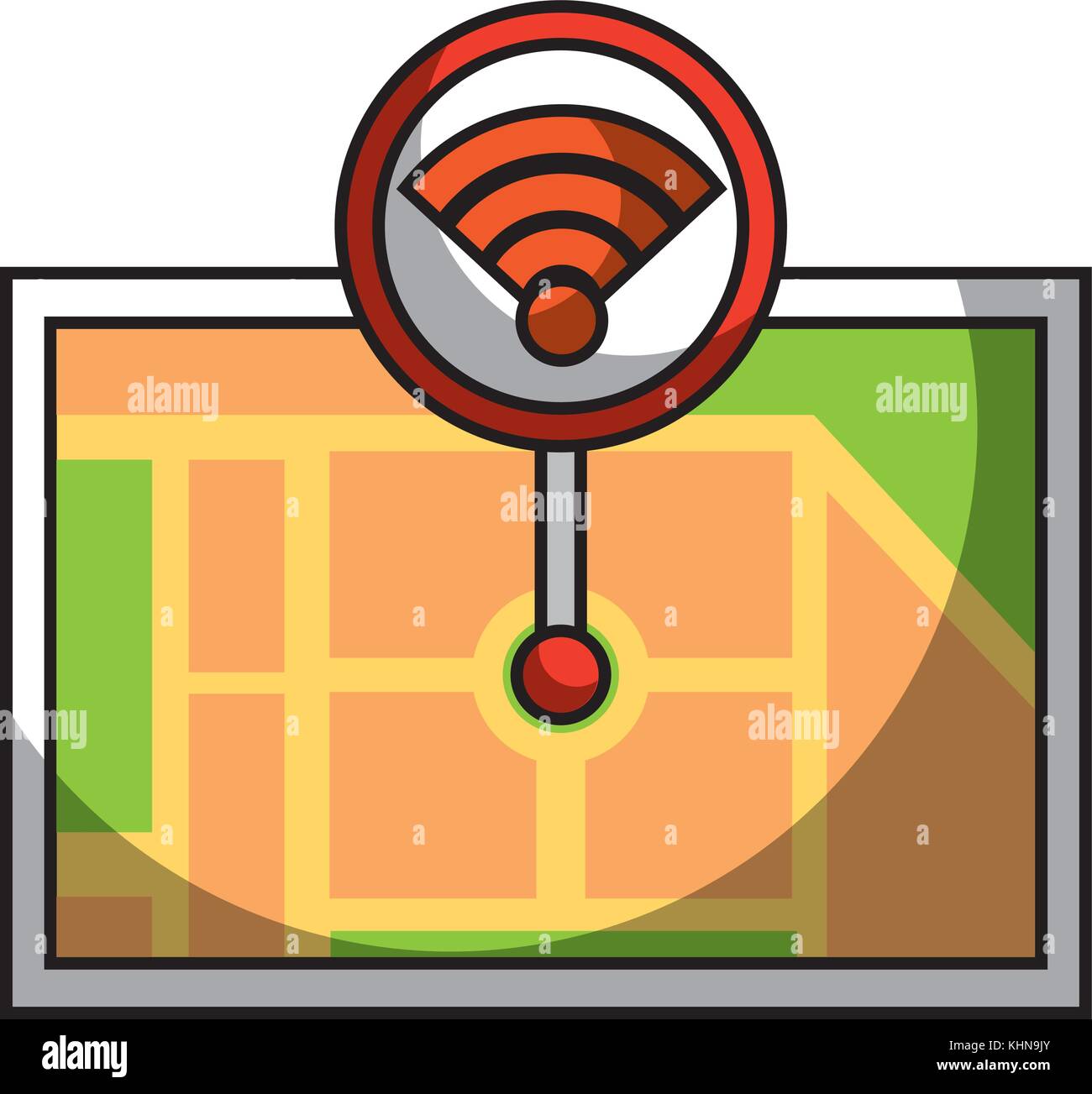gps navigation map destination with wifi pointer Stock Vector Image ...