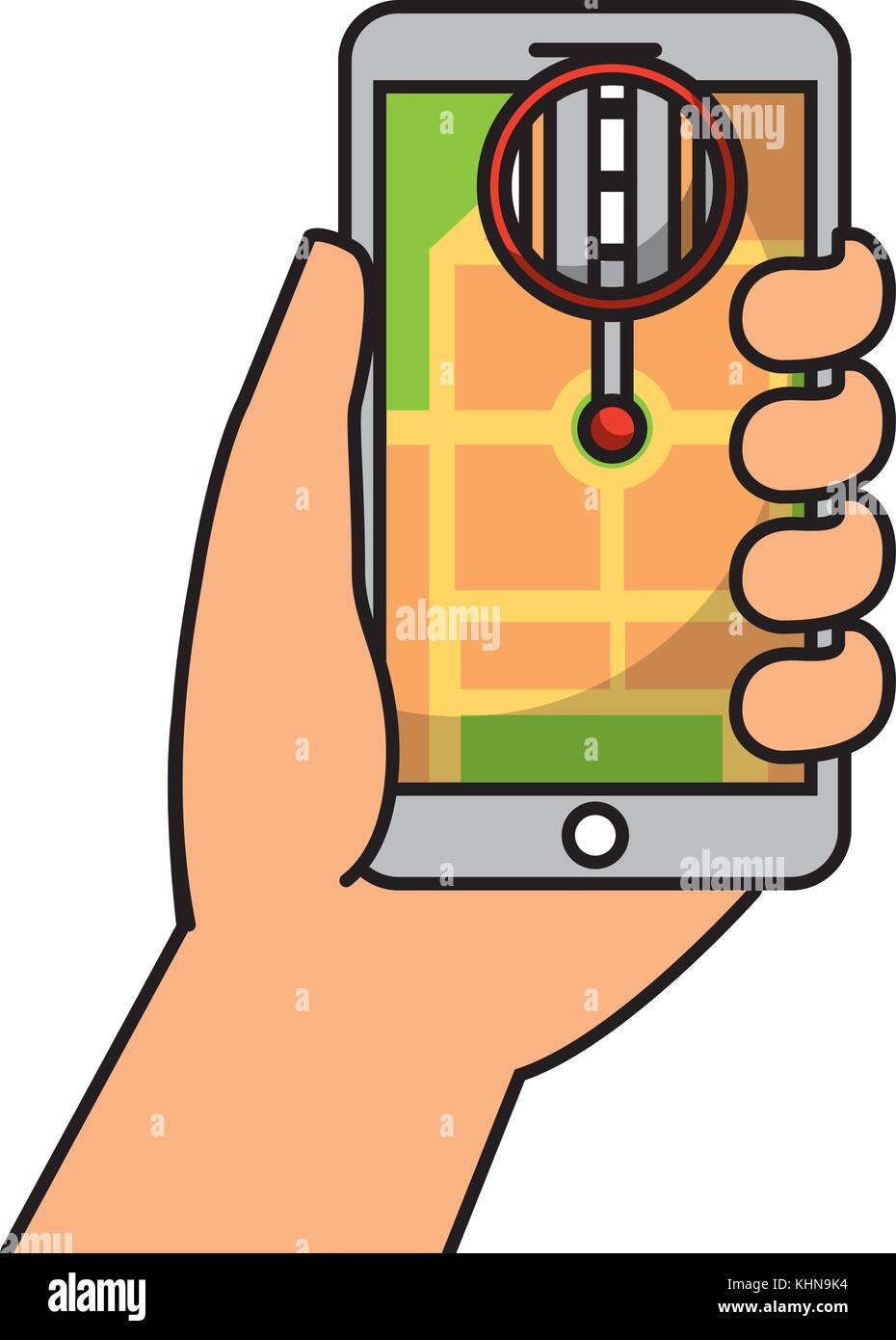 hand holding smartphone gps navigation street Stock Vector Image & Art ...