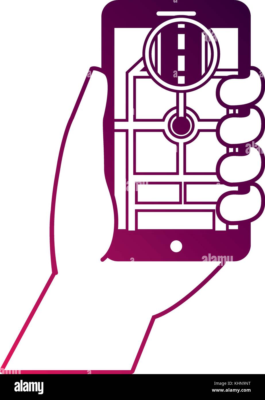 hand holding smartphone gps navigation street Stock Vector Image & Art ...