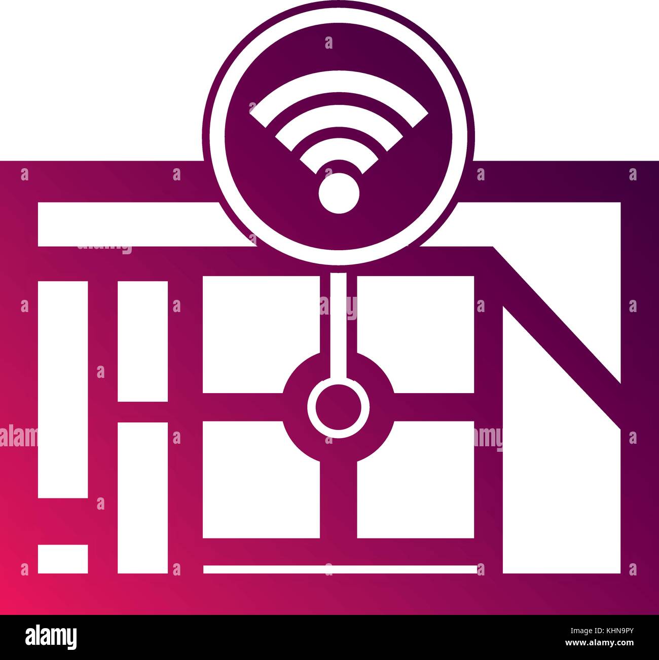 gps navigation map destination with wifi pointer Stock Vector Image ...