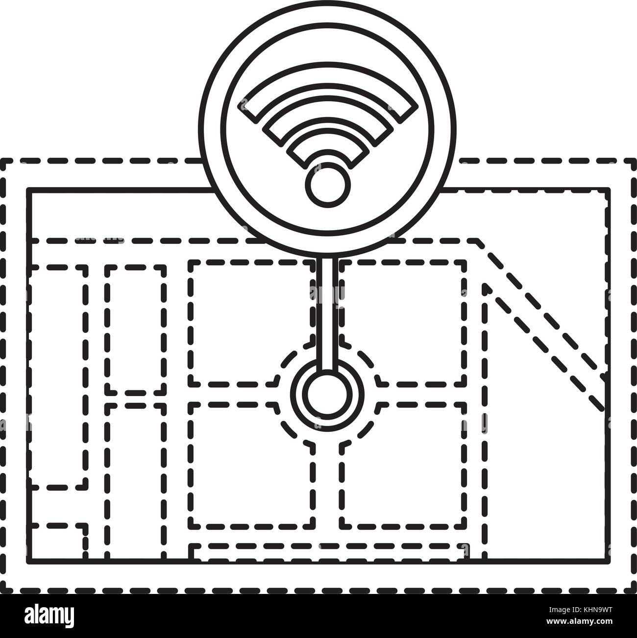 gps navigation map destination with wifi pointer Stock Vector Image ...