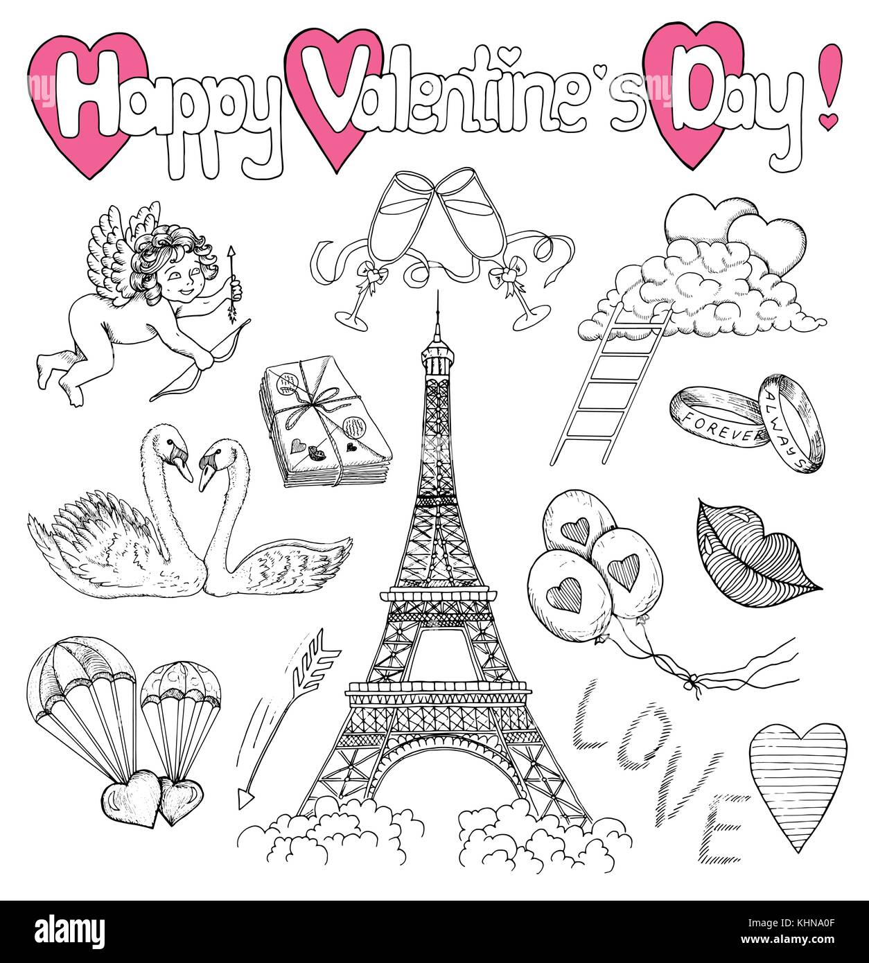 Valentines doodle Stock Vector Images - Alamy
