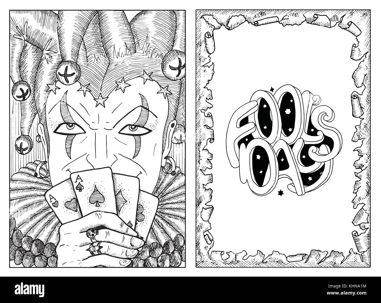 Engraved portrait of Joker with paper border and text Stock Vector ...