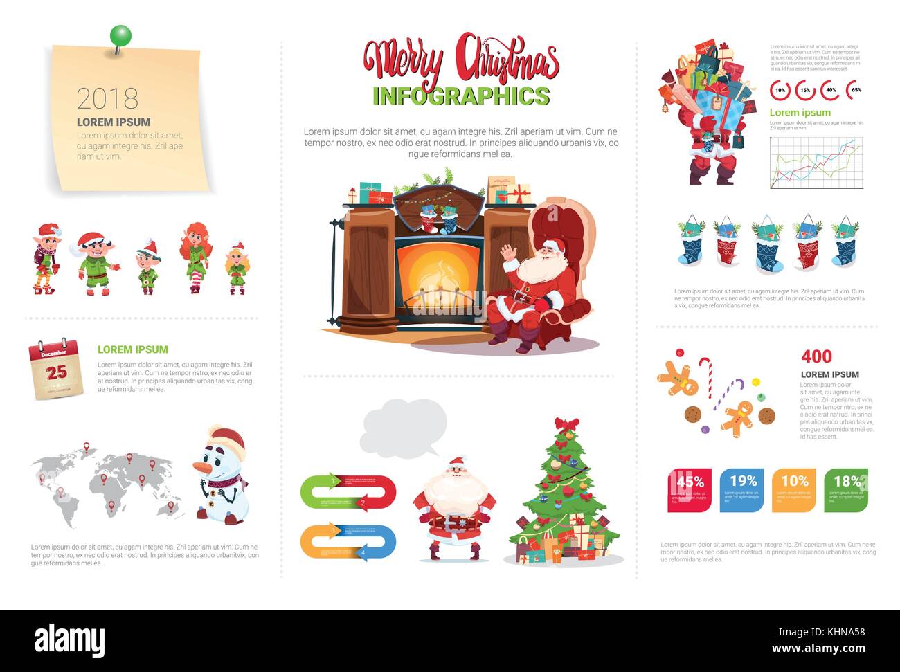 Christmas Infographics Elements Set Template Banner With Text And ...