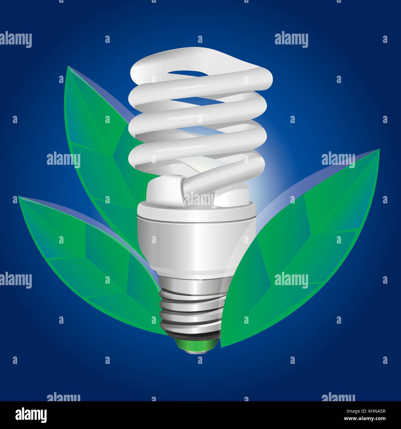 CFL lamp, bulb design with leafs around it. Illustration Stock Vector ...