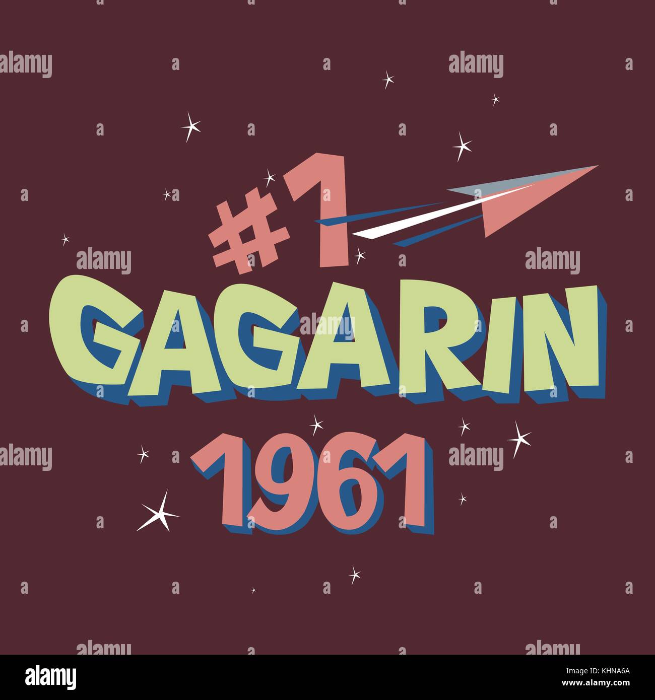 Logo text Gagarin first astronaut USSR space, concept Stock Vector ...