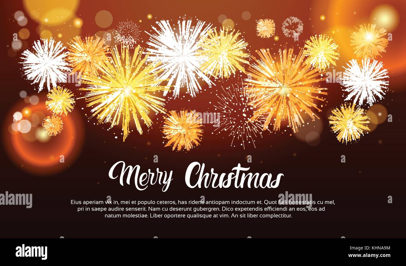 Christmas Fireworks Bursting And Sparkling Against Night Background ...