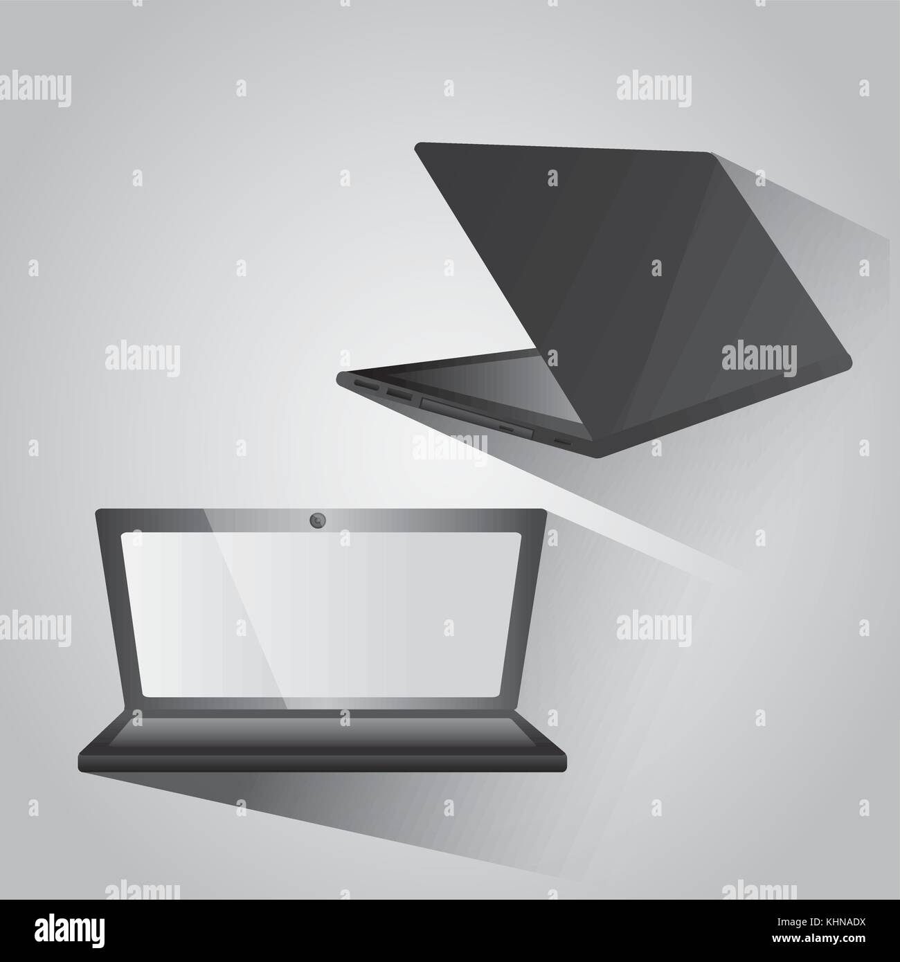 modern open laptop back and side view device digital Stock Vector Image ...