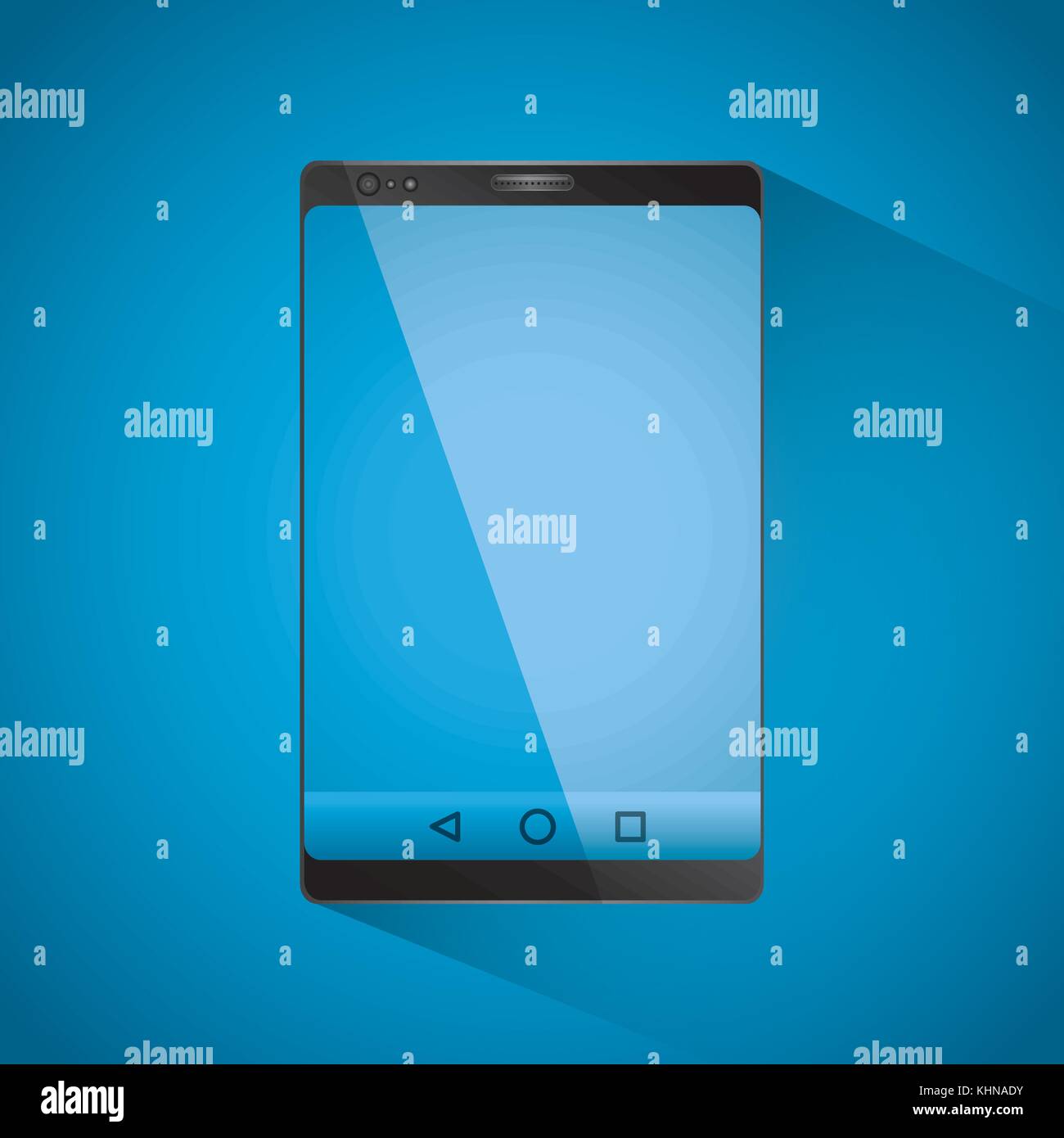 realistic smartphone with blue screen mobile device Stock Vector Image ...