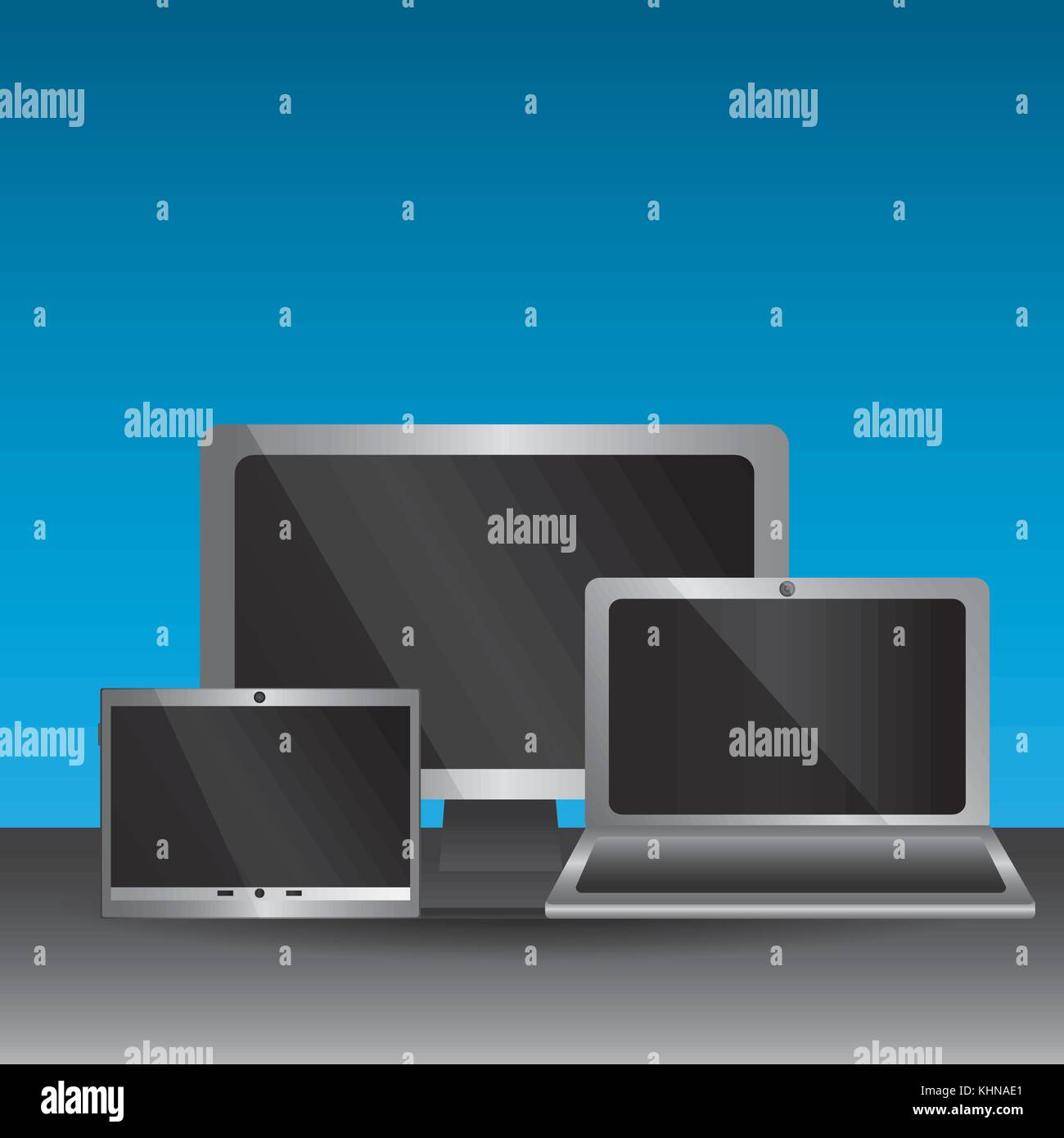 set of blank screens computer monitor laptop smartphone technology ...