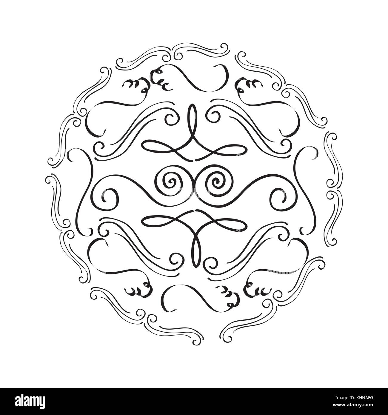 round vintage decorative scroll ornament element Stock Vector Image ...