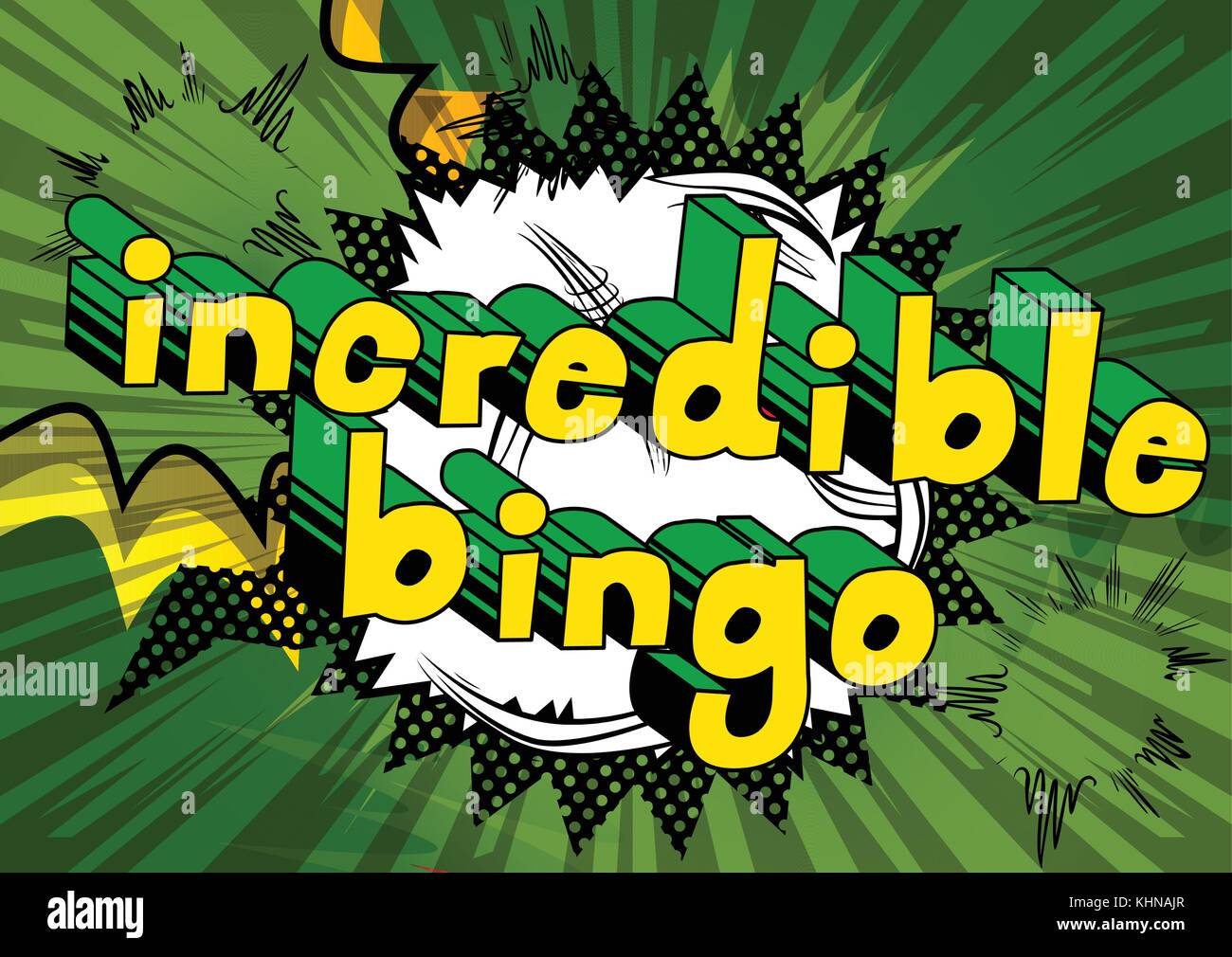 Incredible Bingo - Comic book style word on abstract background Stock ...