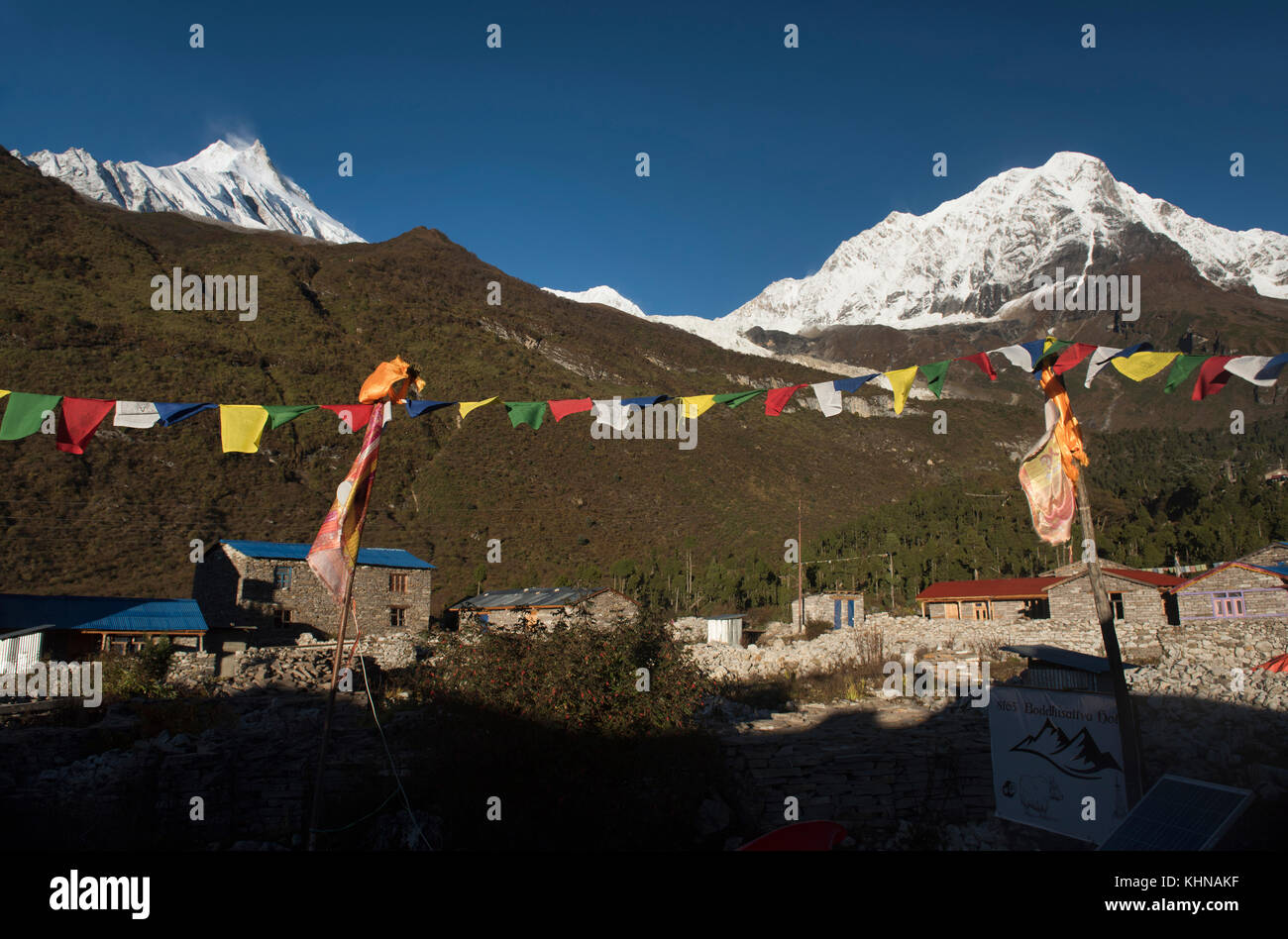 Manaslu, world's eighth highest peak (8,163 metres), rises from ...