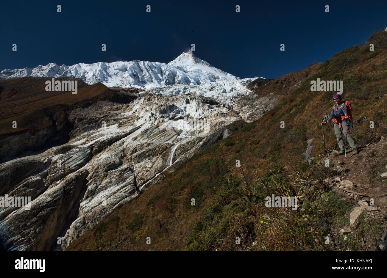 Manaslu, world's eighth highest peak (8,163 metres), rises from ...