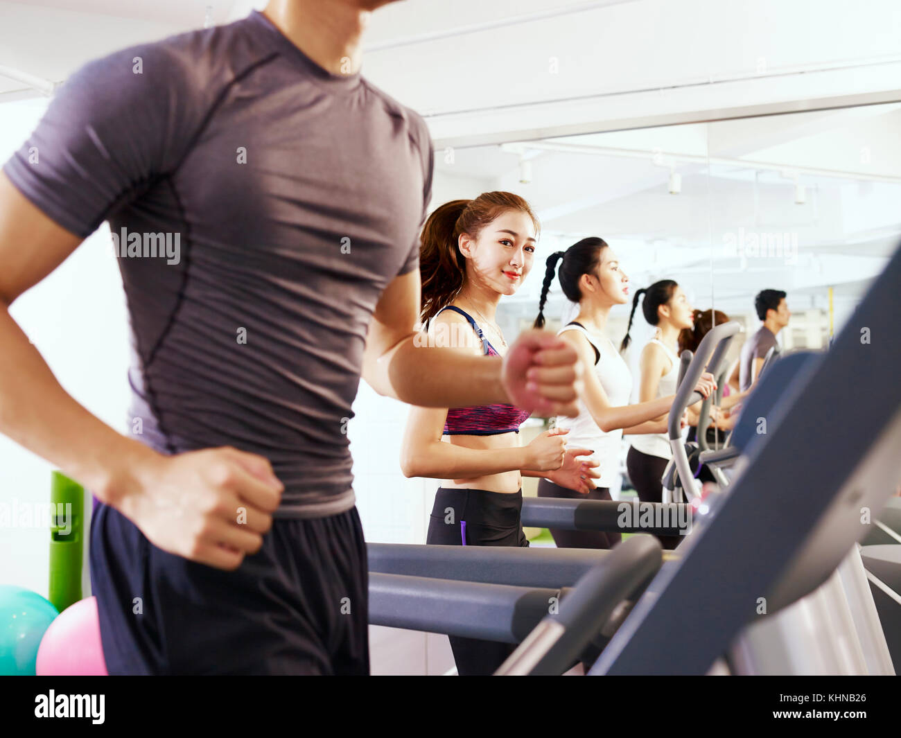 Woman treadmill happy walking hi-res stock photography and images - Alamy