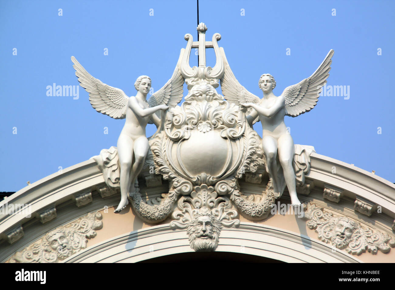 Angels on the top of building of opera in Ho Shi Minh, Vietnam Stock ...