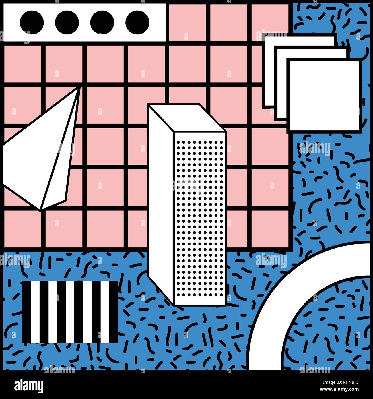 Memphis Style Geometric Blue Background Stock Vector Image & Art - Alamy