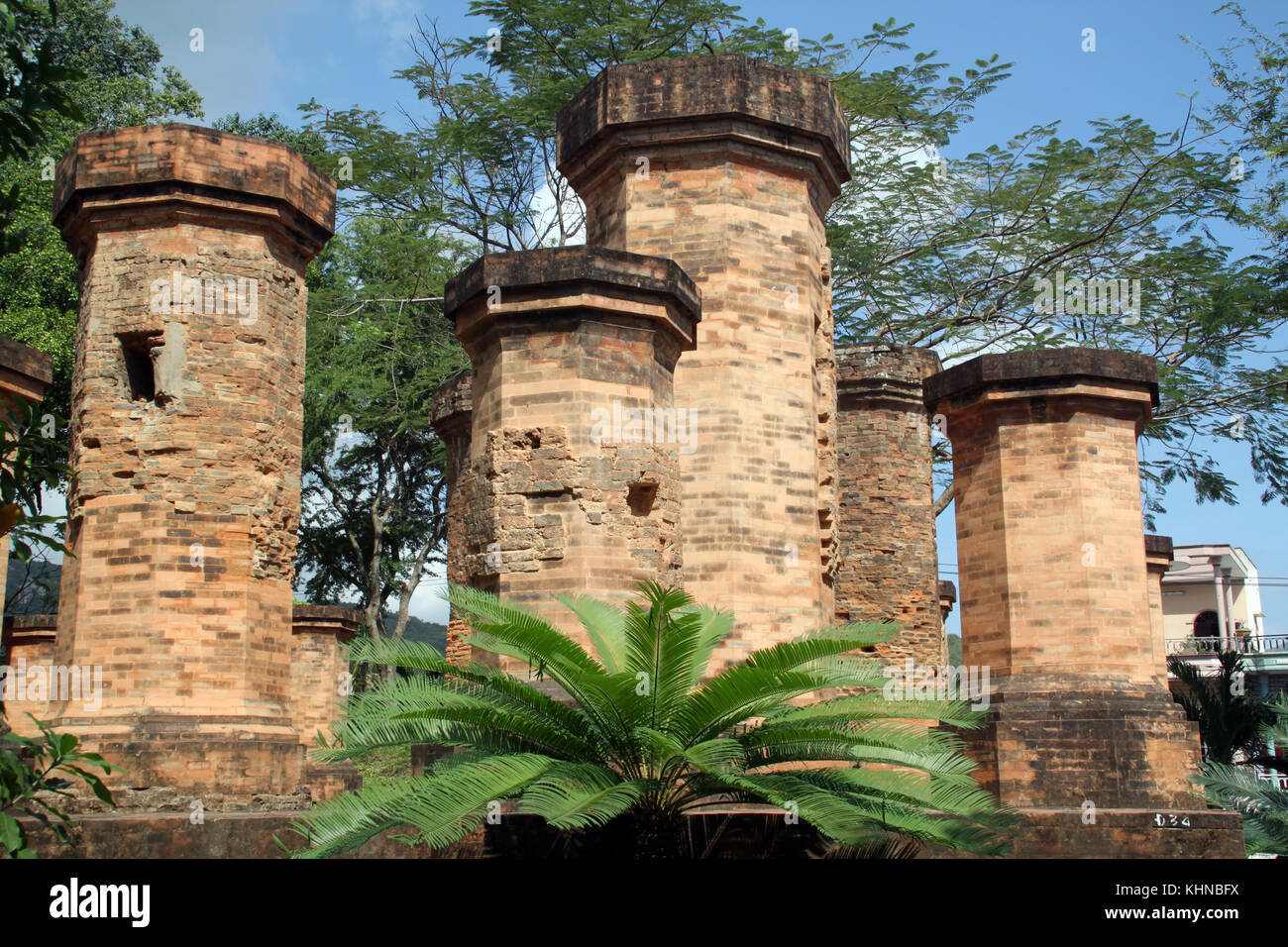 Brick columns of old cham temple in Nha Trang, Vietnam Stock Photo - Alamy