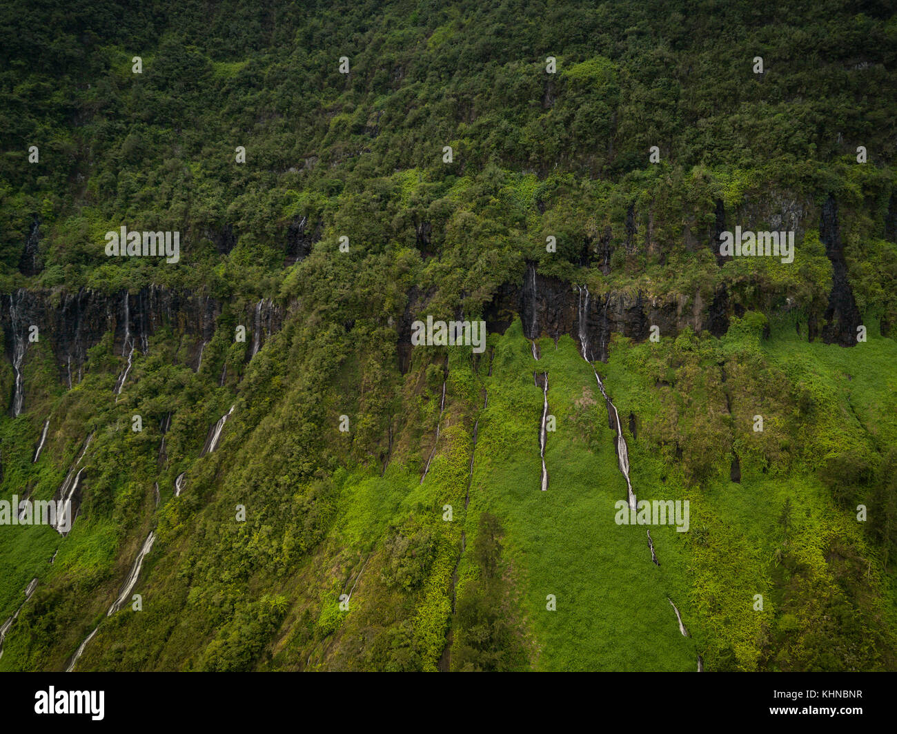 Beautiful landscape of the island of Reunion, mountains, tropics ...