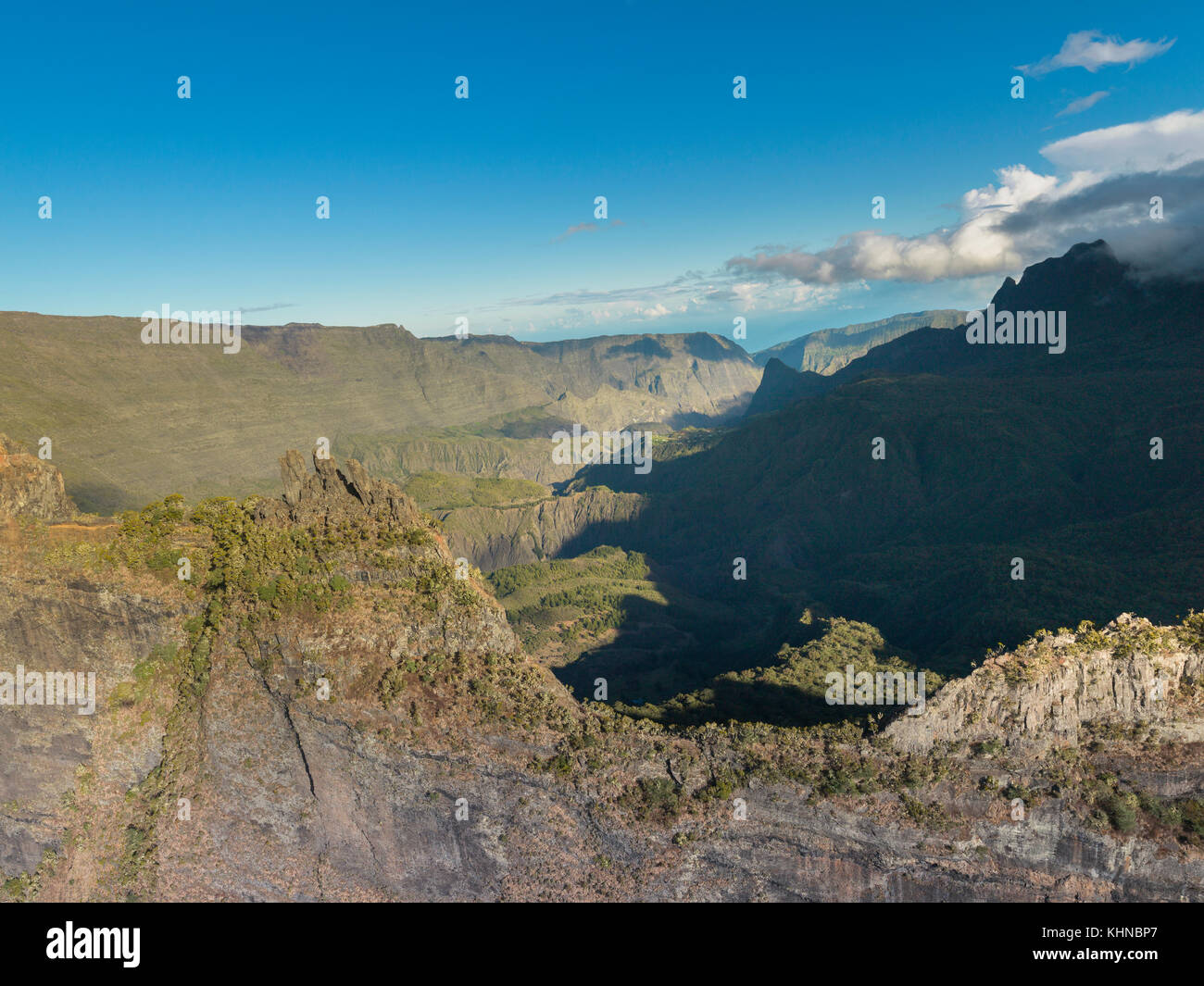 Beautiful landscape of the island of Reunion, mountains, tropics ...