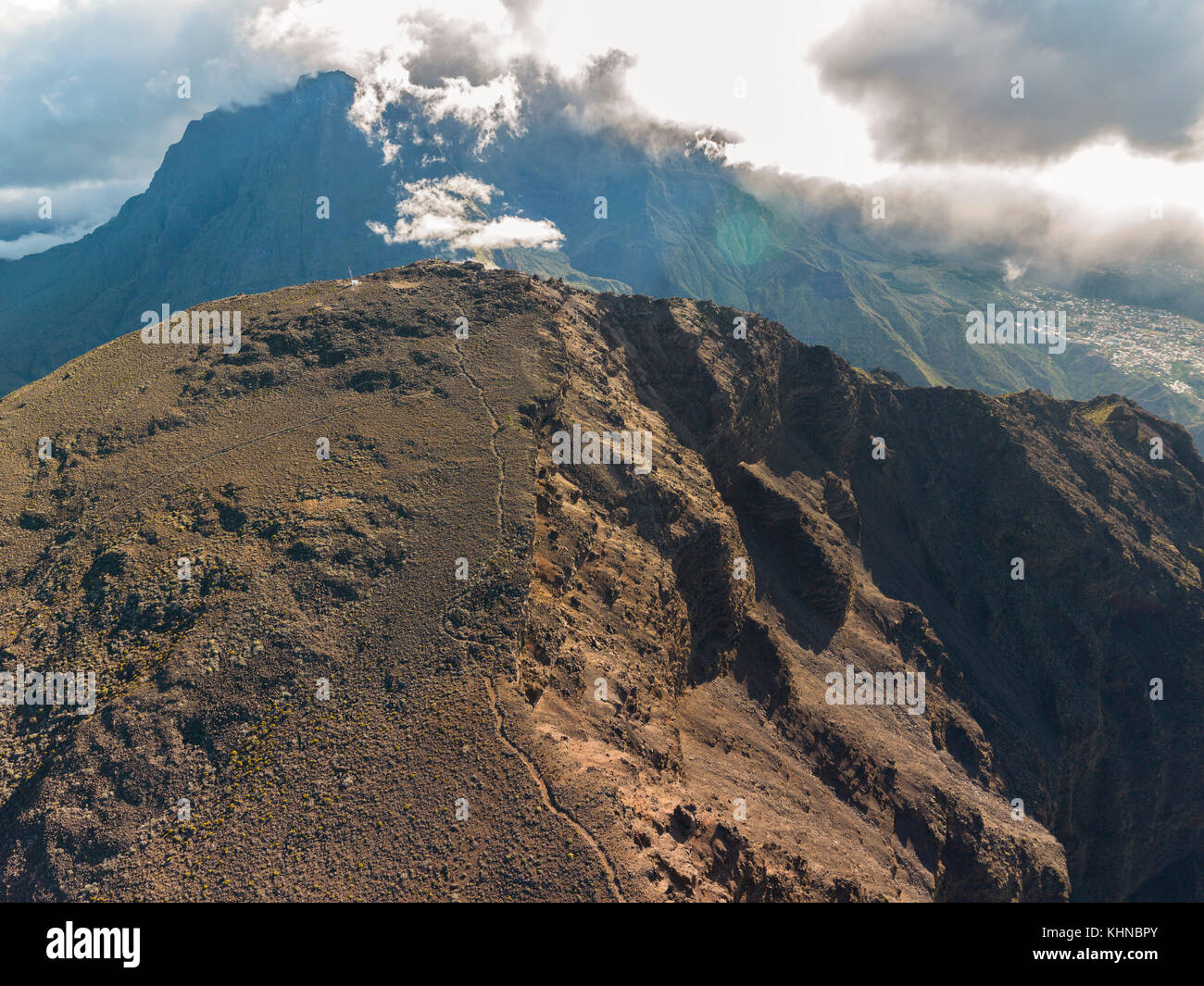 Beautiful landscape of the island of Reunion, mountains, tropics ...