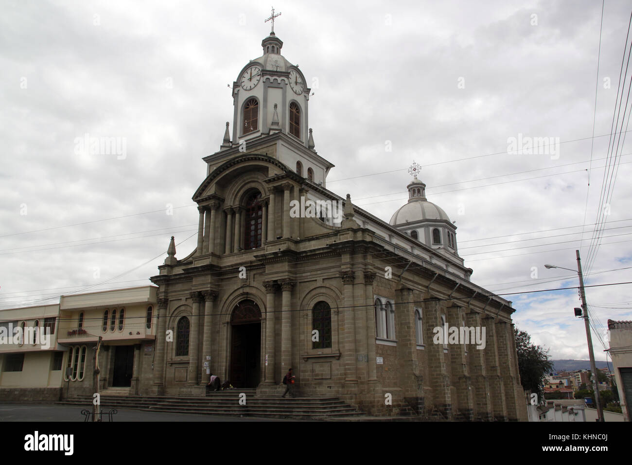 Gray church on the square in Riobamba. Ecuador Stock Photo - Alamy