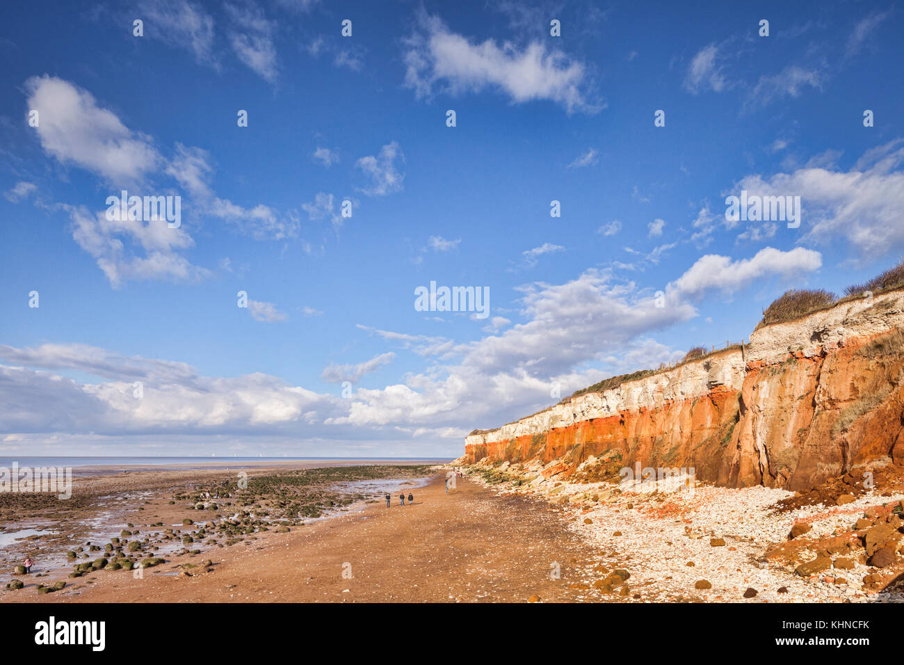 Hunstanton Cliffs in Norfolk, where white chalk overlays red limestone ...