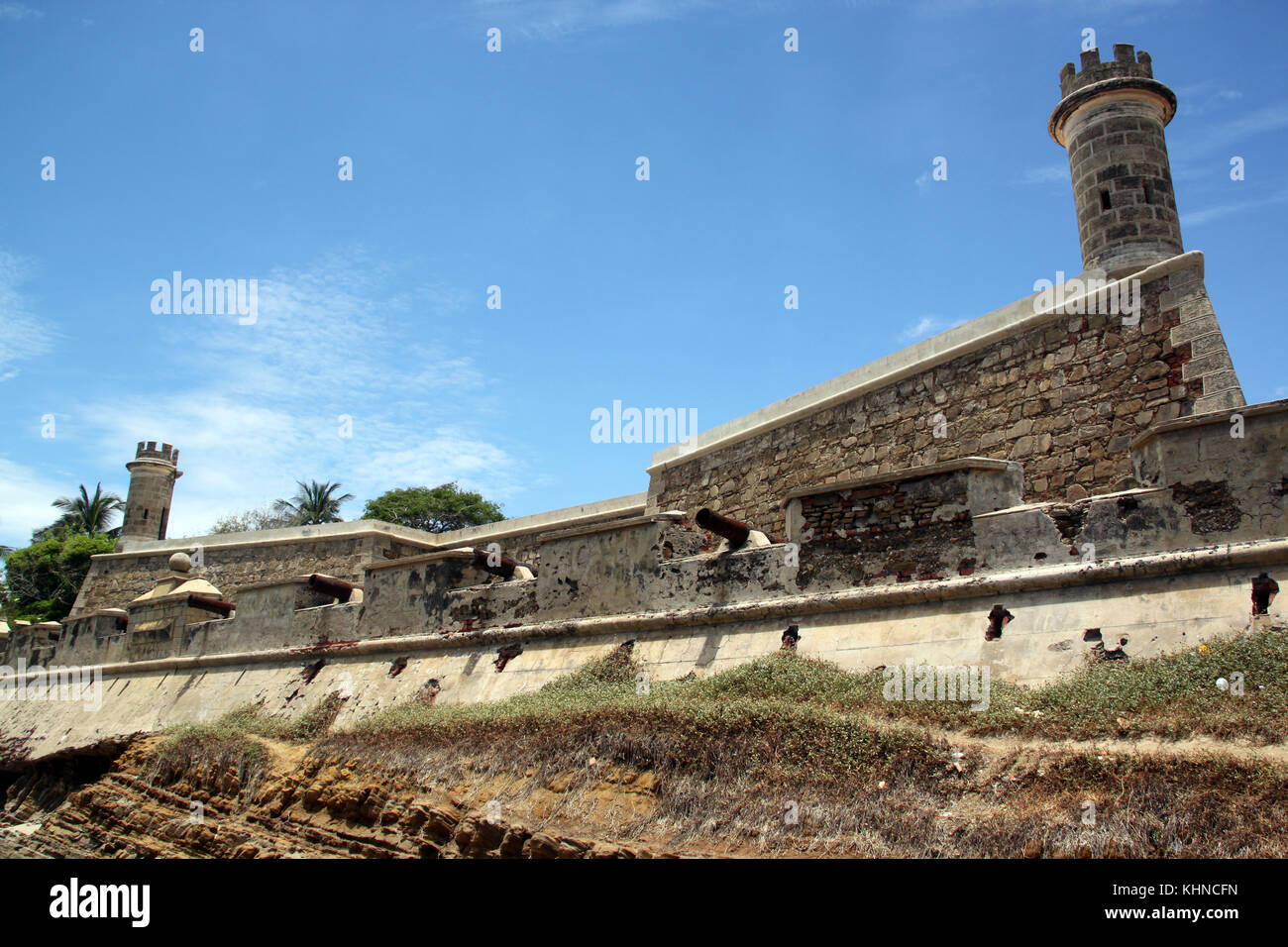 Fort and cannons on the coast in Pampatar, Venezuela Stock Photo - Alamy