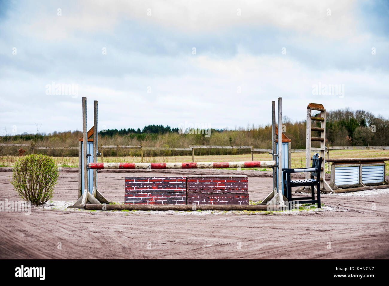 Horse agility track with jump obstacles for equestrian sports Stock ...