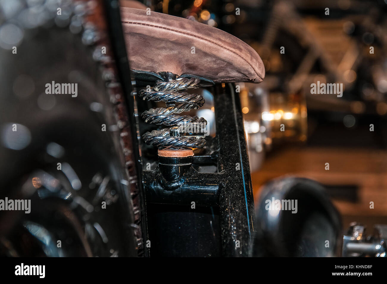 detailed shots of parts and components of an old retro motorcycle ...