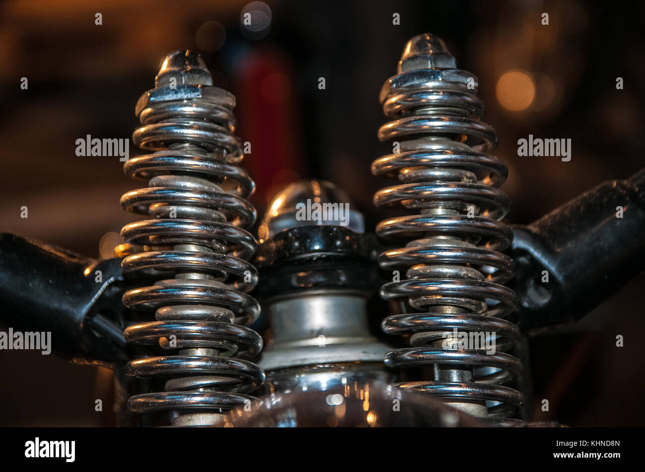 detailed shots of parts and components of an old retro motorcycle ...
