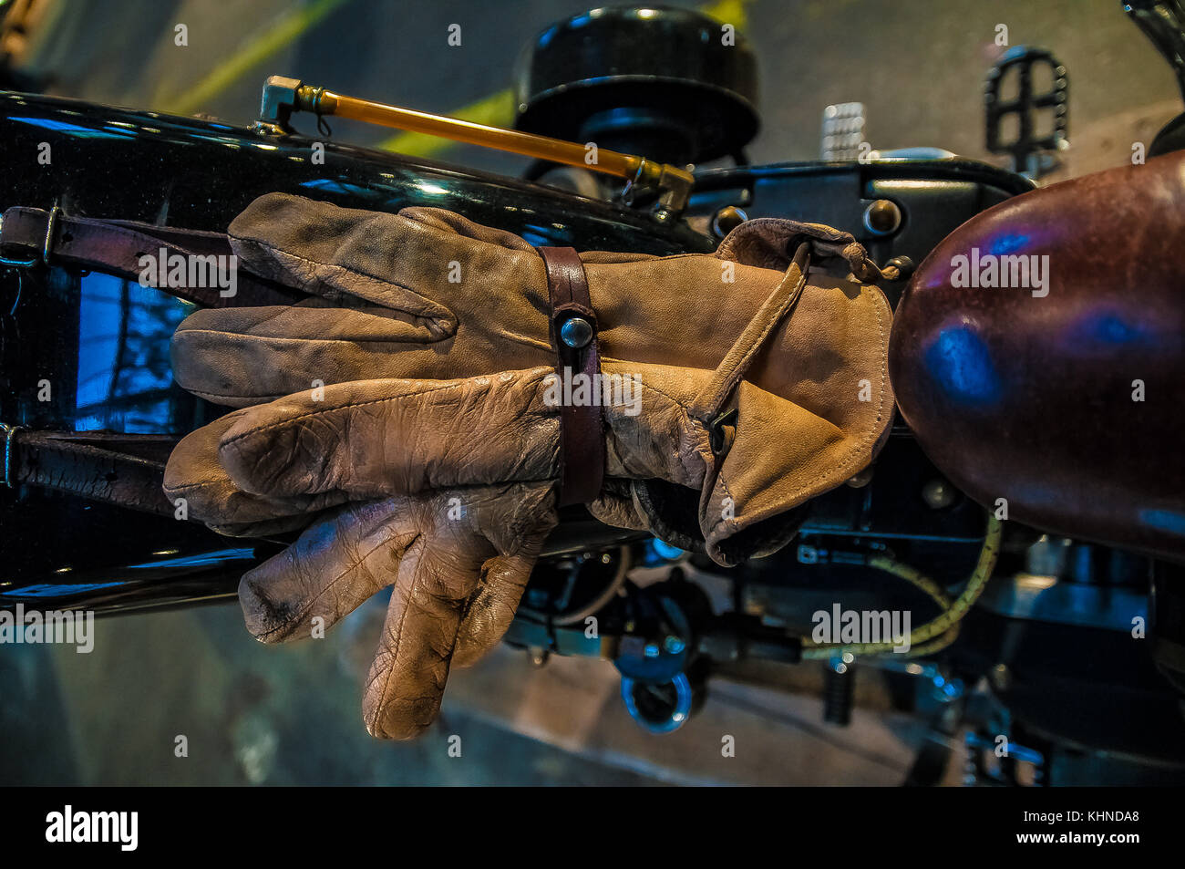 detailed shots of parts and components of an old retro motorcycle ...