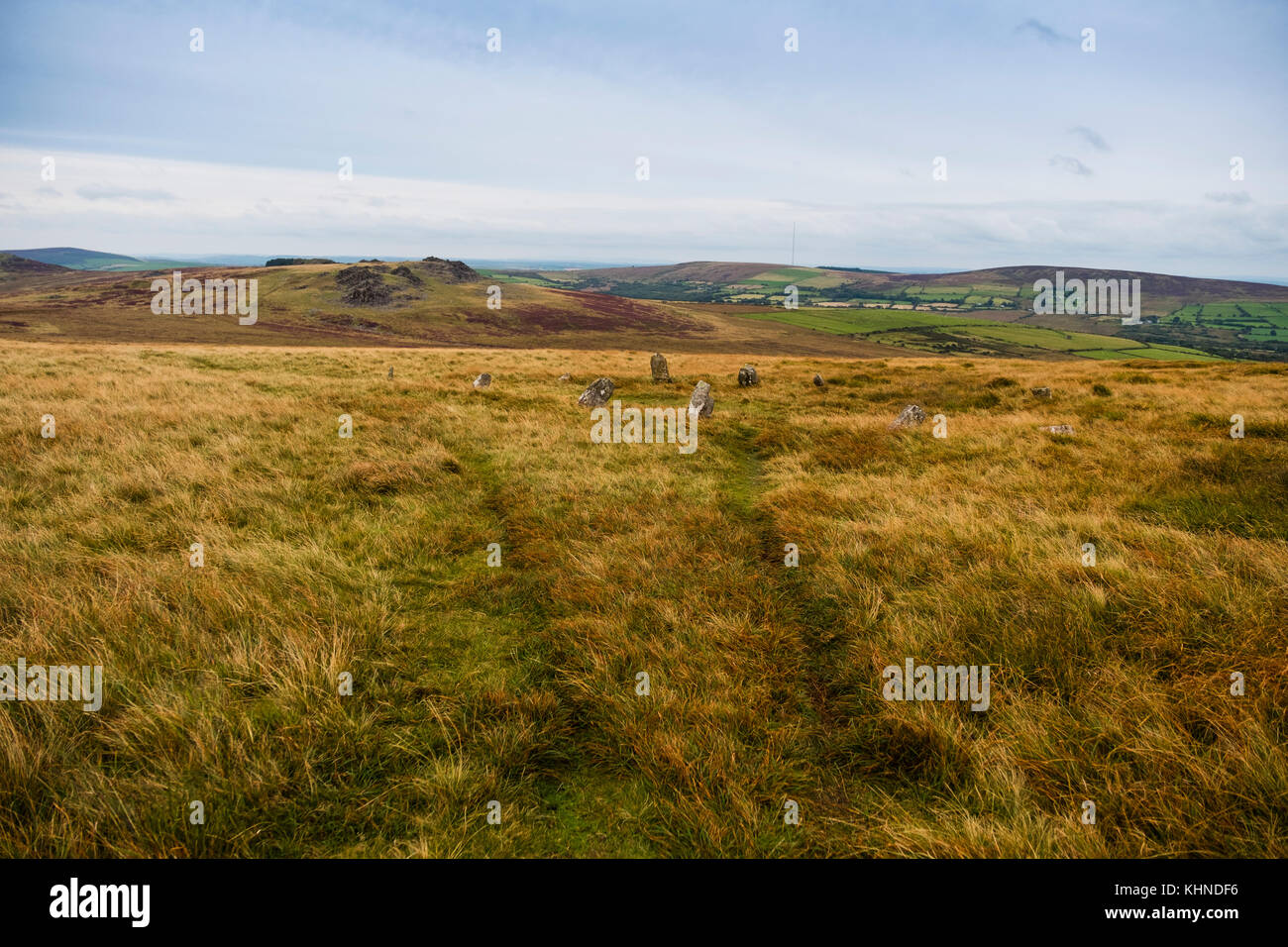 Megalithic landscapes in the UK: Bedd Arthur, looking towards the ...