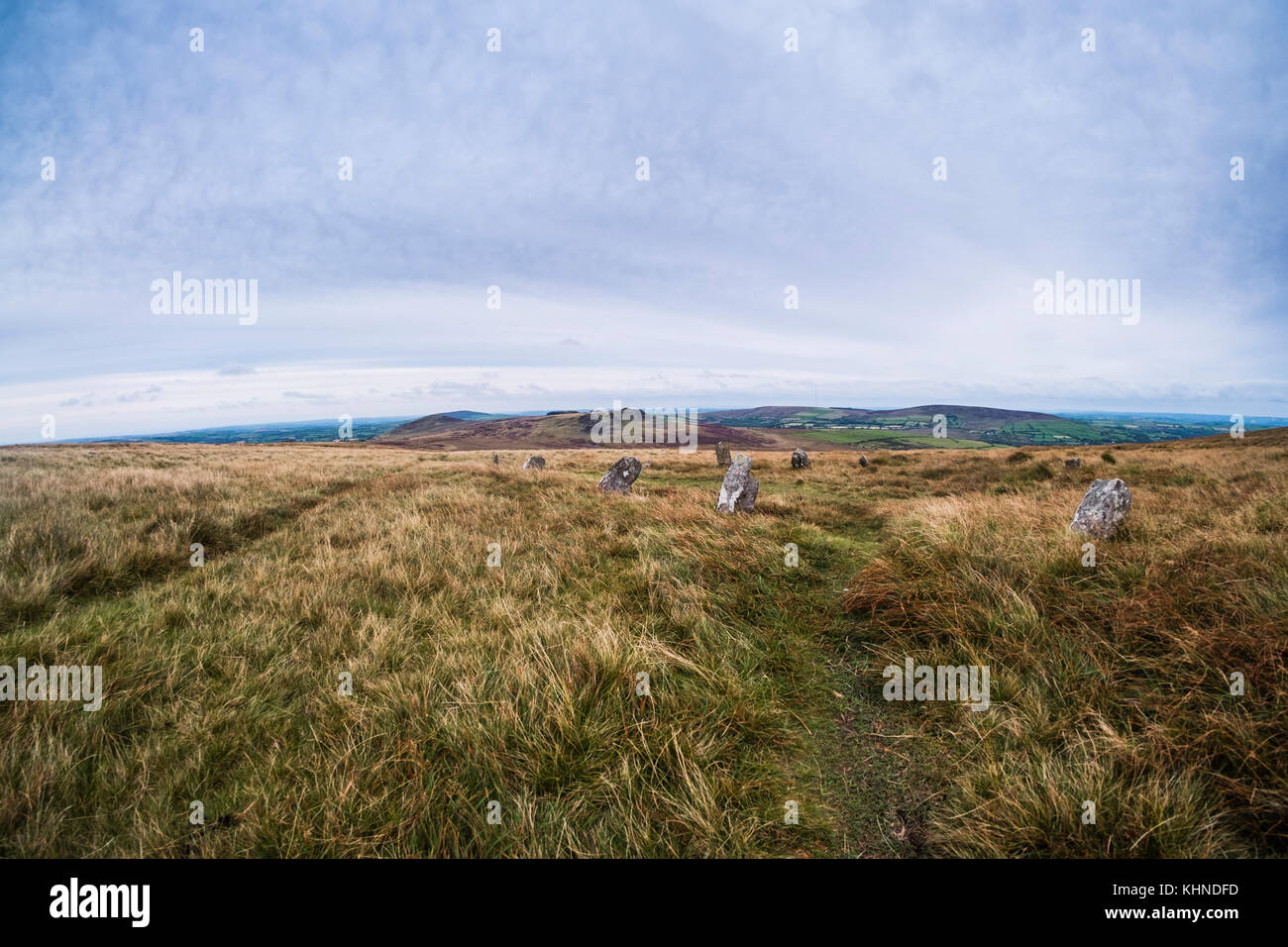 Megalithic landscapes in the UK: Bedd Arthur stone circle , looking ...