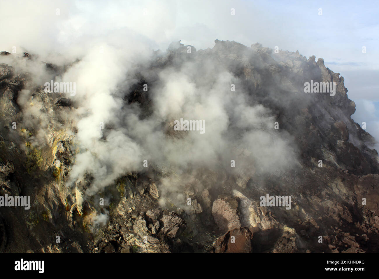 Inside crater of volcano Merapi in Jawa, Indonesia Stock Photo - Alamy
