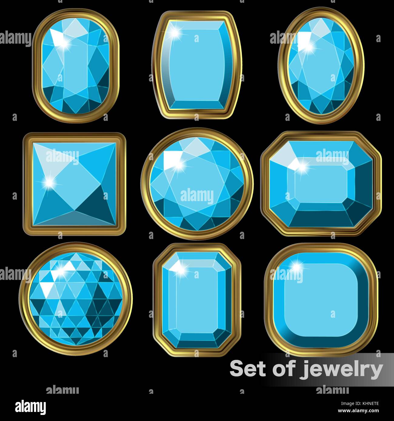 Set of blue gems aquamarine of various shapes Stock Vector Image & Art ...